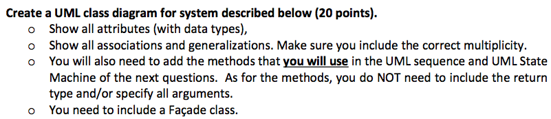 Solved Create a UML class diagram for system described below | Chegg.com