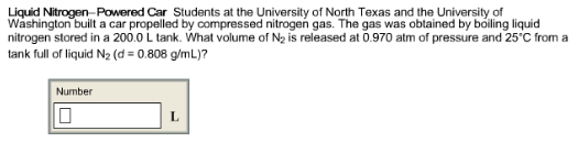 Solved Liquid Nitrogen-Powered Car Students at the | Chegg.com