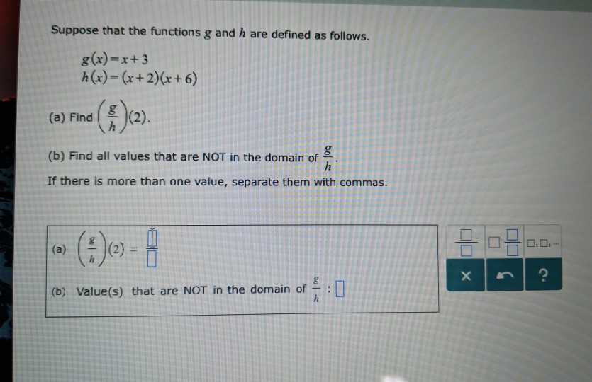 Solved Suppose that the functions g and h are defined as | Chegg.com