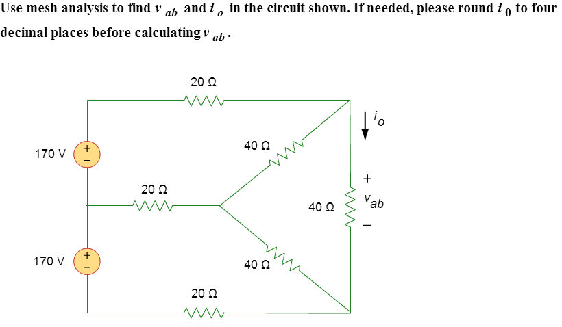 Solved Use mesh analysis to find v ab and i, in the circuit | Chegg.com