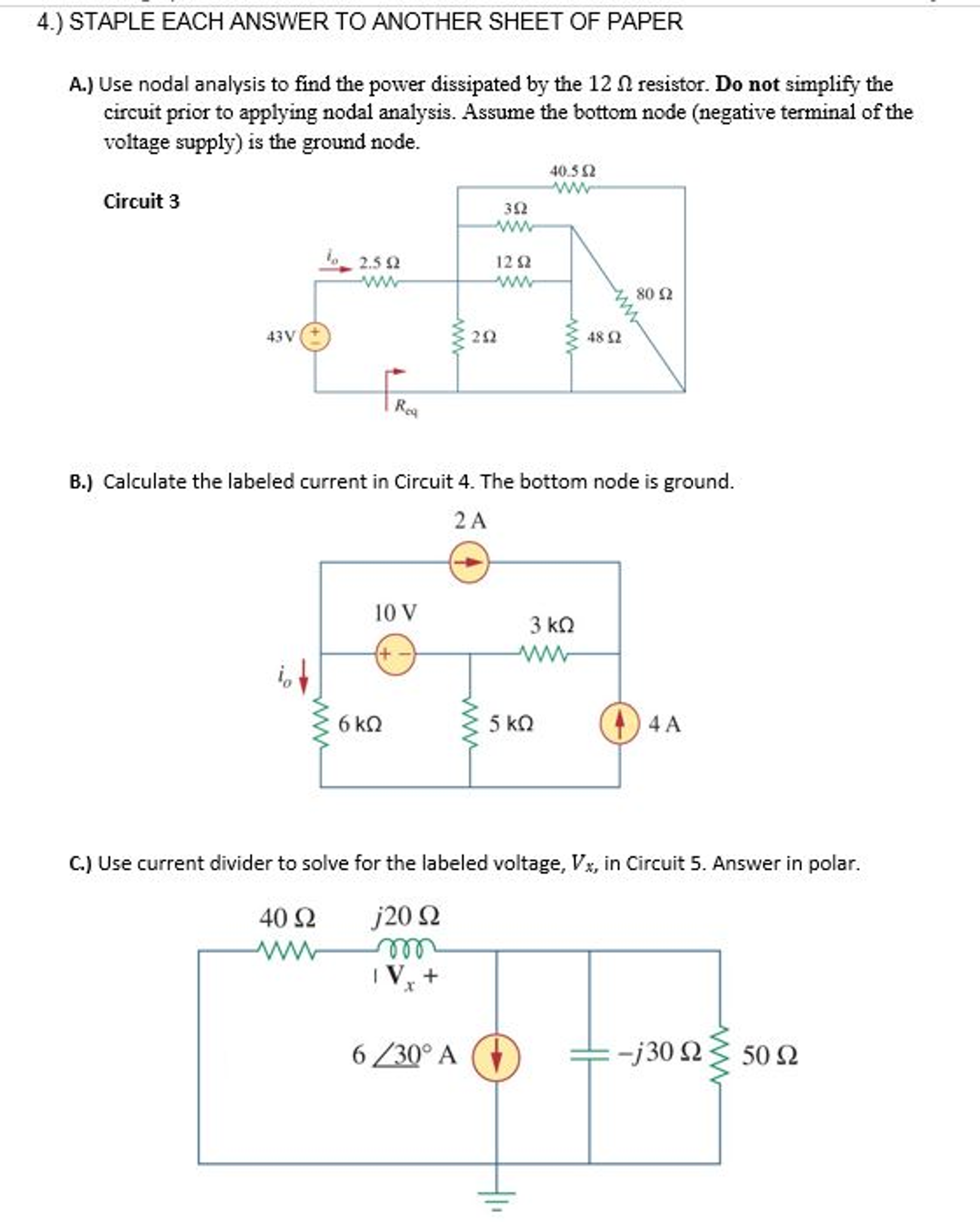Solved Use nodal analysis to find the power dissipated by | Chegg.com