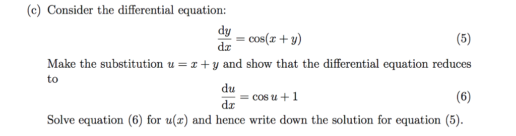 Solved (c) Consider the differential equation: ly cos( +3 | Chegg.com
