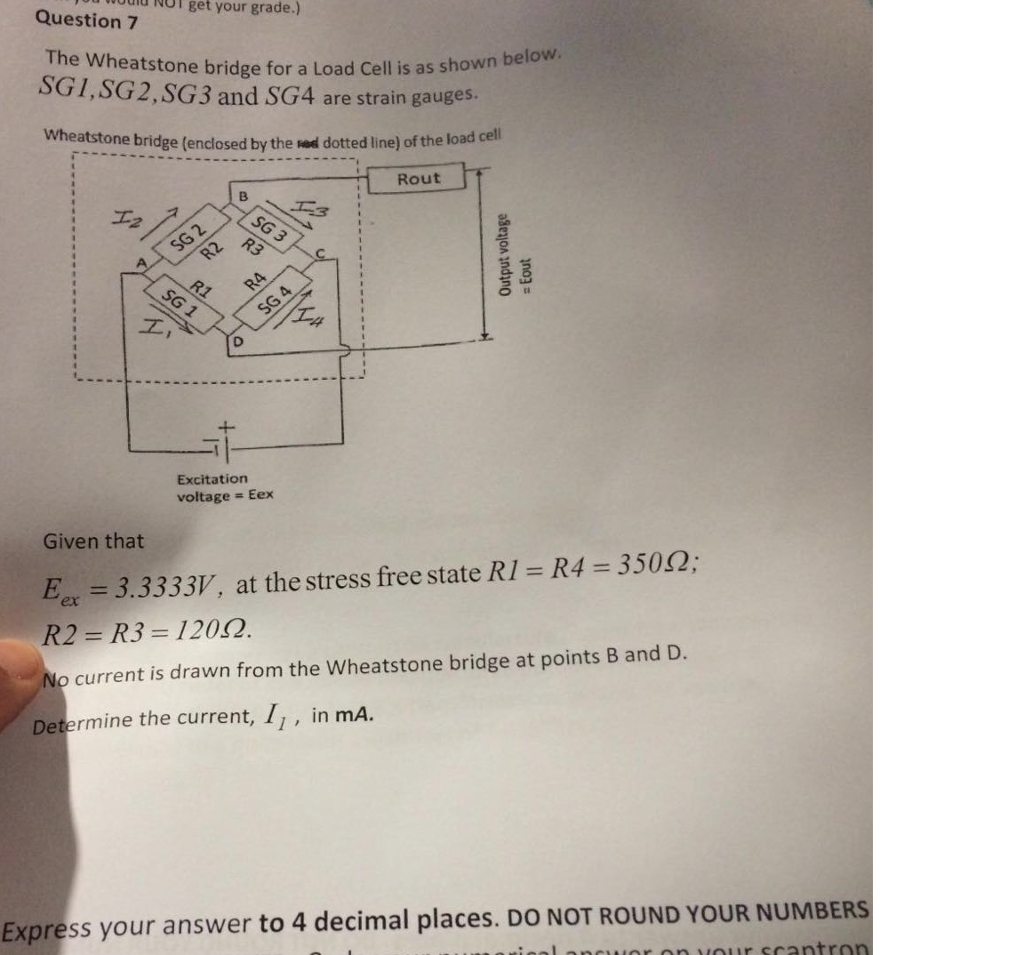 Solved The Wheatstone bridge for a Load Cell is as shown | Chegg.com