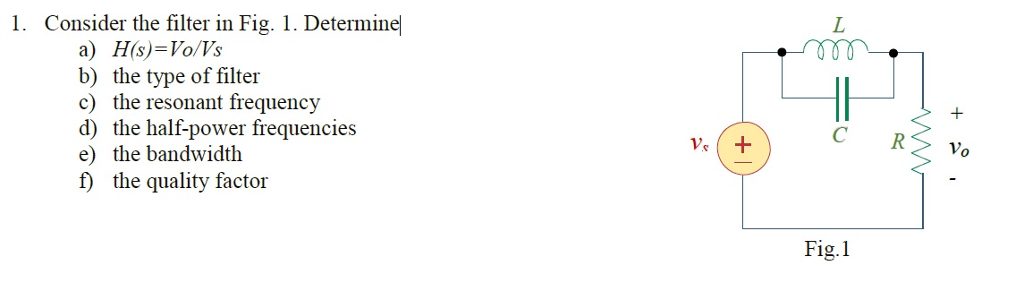 Solved 1. Consider the filter in Fig. 1. Determine a) | Chegg.com
