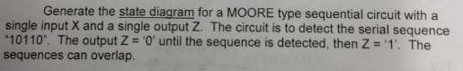 Solved Generate the state diagram for a MOORE type | Chegg.com