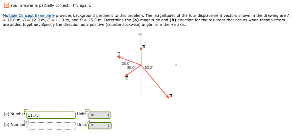 Solved The magnitudes of the four displacement vectors shown | Chegg.com
