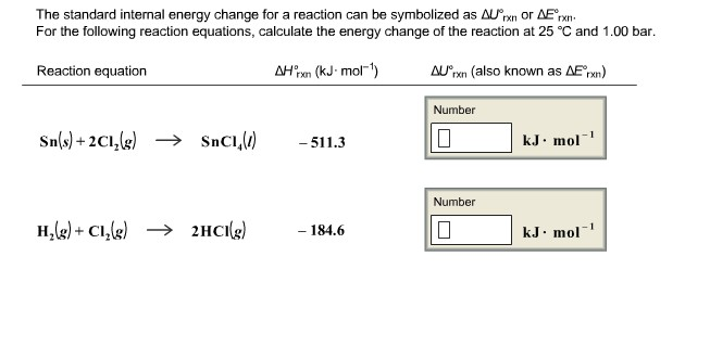 Solved The standard internal energy change for a reaction | Chegg.com