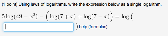 Solved (1 point) Using laws of logarithms, write the | Chegg.com