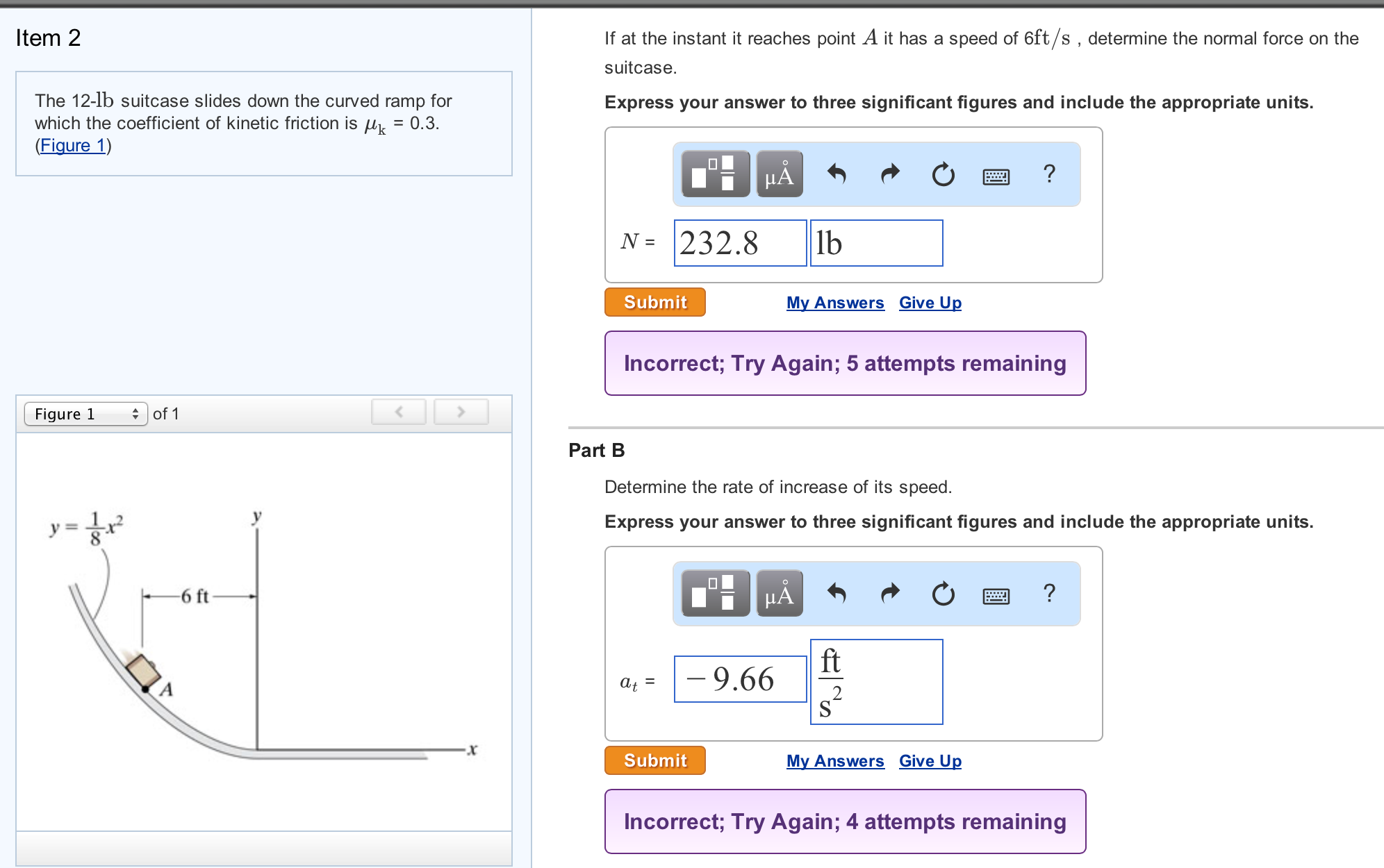 Solved: The 12-lb Suitcase Slides Down The Curved Ramp For... | Chegg.com