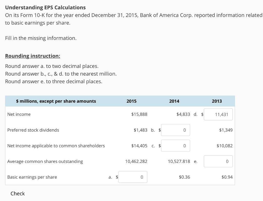 Solved Understanding EPS Calculations On its Form 10-K for | Chegg.com