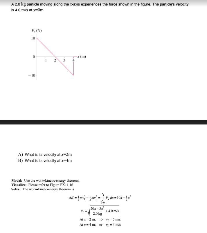 Solved A 2.0 kg particle moving along the x-axis experiences | Chegg.com