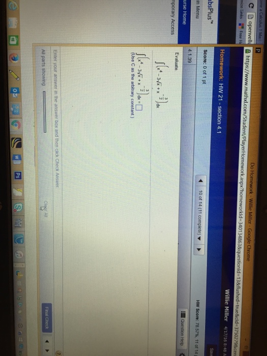 Solved Evaluate. Integral (x^4 - 3 squareroot x + x^-3/2)dx | Chegg.com