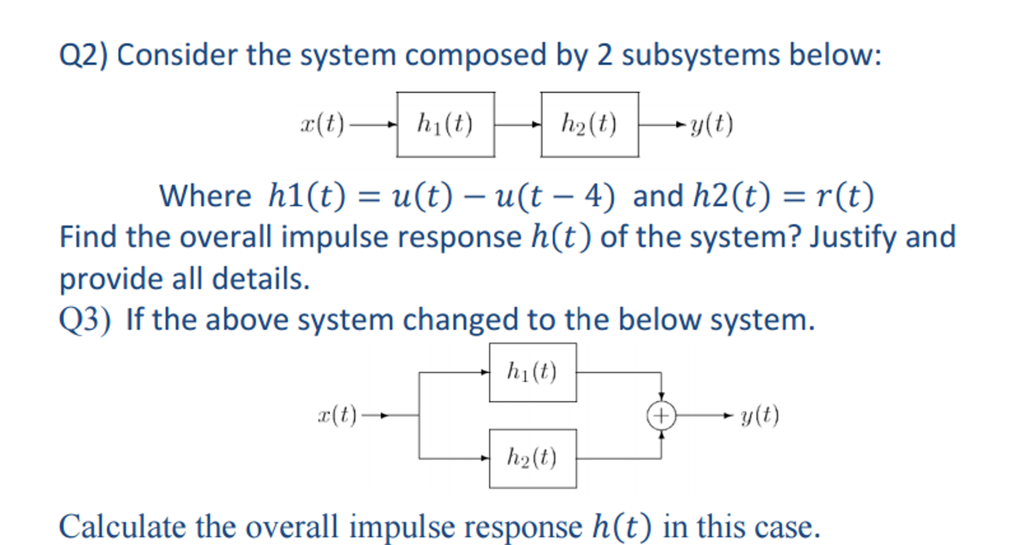 Solved Consider the system composed by 2 subsystems below: | Chegg.com