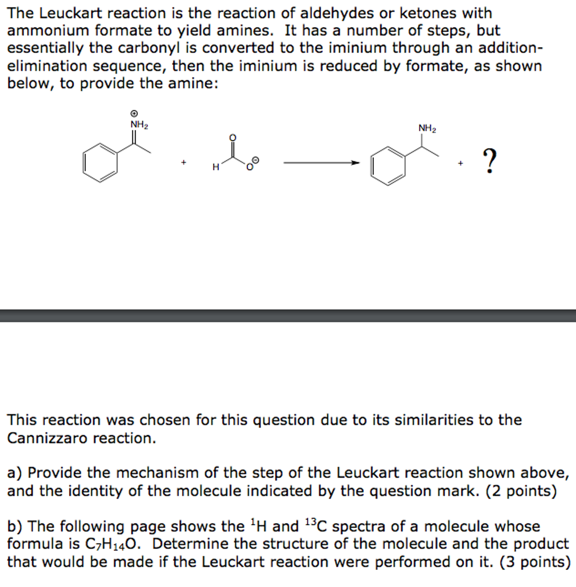 The Leuckart reaction is the reaction of aldehydes or | Chegg.com