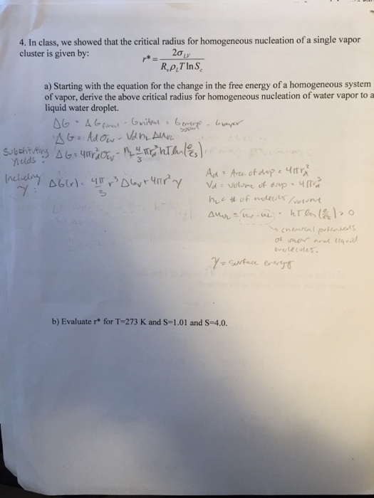 Solved In class, we showed that the critical radius for | Chegg.com