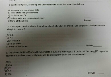 Solved forensic chemistry multiple choice help?!? are my | Chegg.com