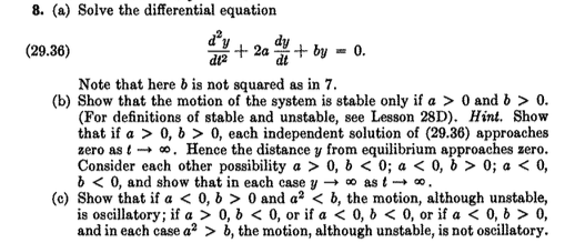 Solved Solve the differential equation d^2y/dt^2+2a | Chegg.com