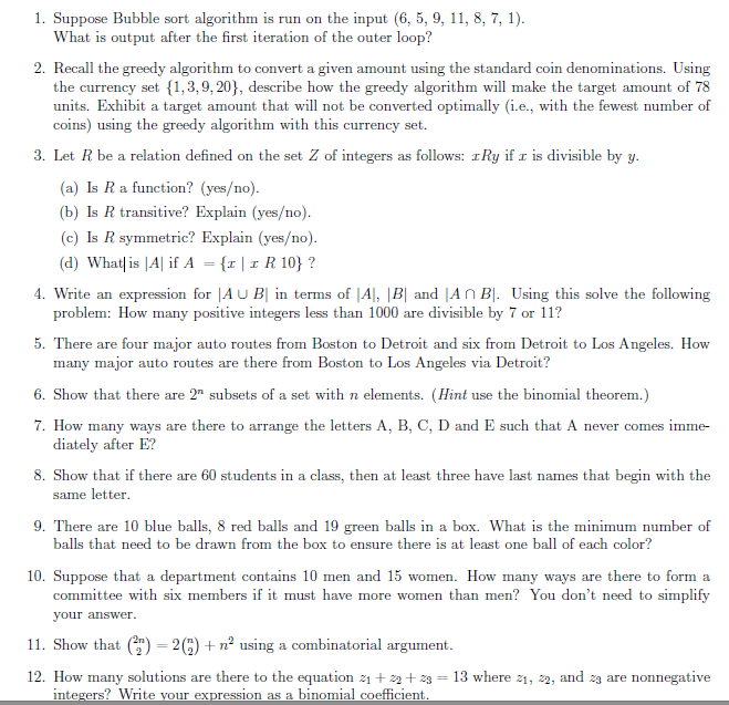 Suppose Bubble sort algorithm is run on the input (6, | Chegg.com