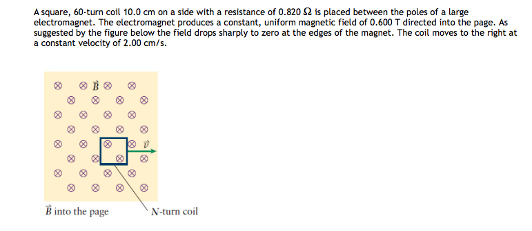 Solved A square, 60-turn coil 10.0 cm on a side with a | Chegg.com