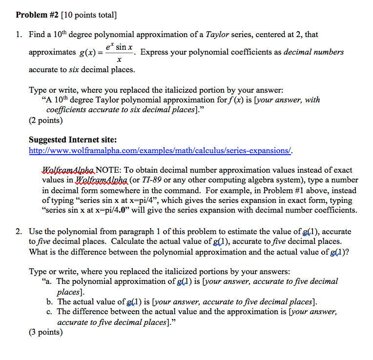 Problem #2 [ 10 points total Find a 10th degree | Chegg.com