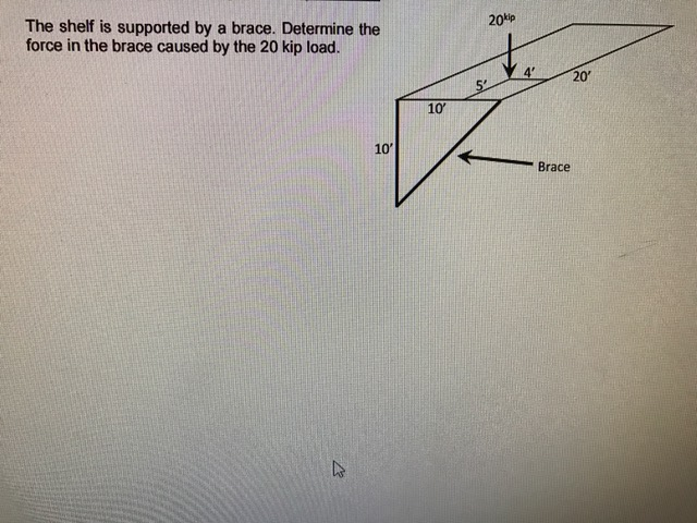 Solved The shelf is supported by a brace. Determine the | Chegg.com
