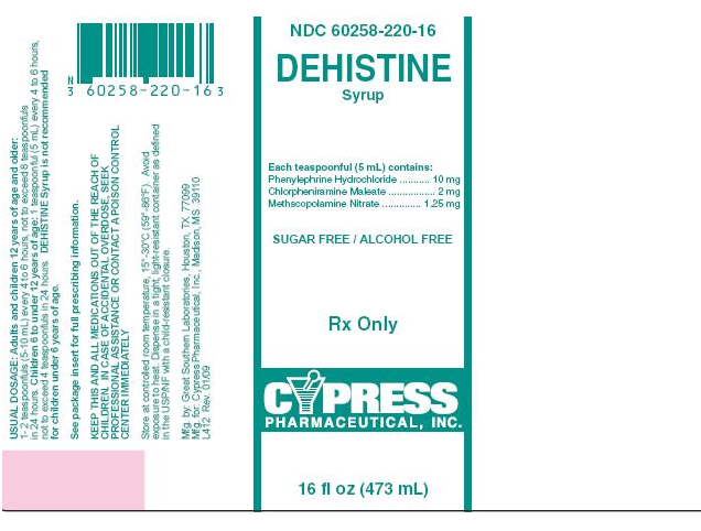 Solved NDC 60258-220-16 DEHISTINE Syrup 3 60258-220-163 Each | Chegg.com