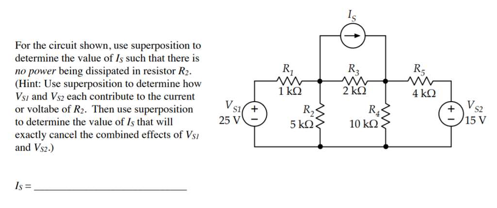 Solved For the circuit shown, use superposition to determine | Chegg.com