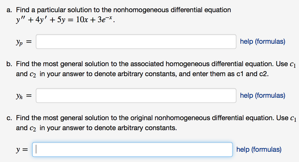 Solved a. Find a particular solution to the nonhomogeneous | Chegg.com