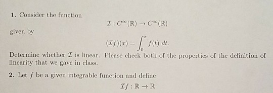 Solved 1. Consider the function given by (1/)(r) = | f(t) dt | Chegg.com