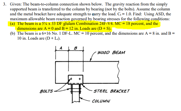 3. Given: The beam-to-column connection shown below. | Chegg.com