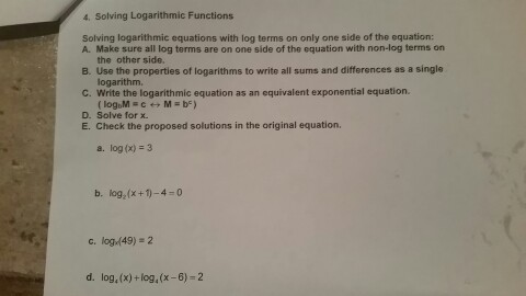 Solved Solving Logarithmic Functions Solving logarithmic | Chegg.com