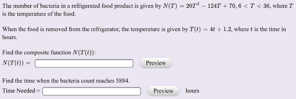 Solved The number of bacteria in a refrigerated food product | Chegg.com