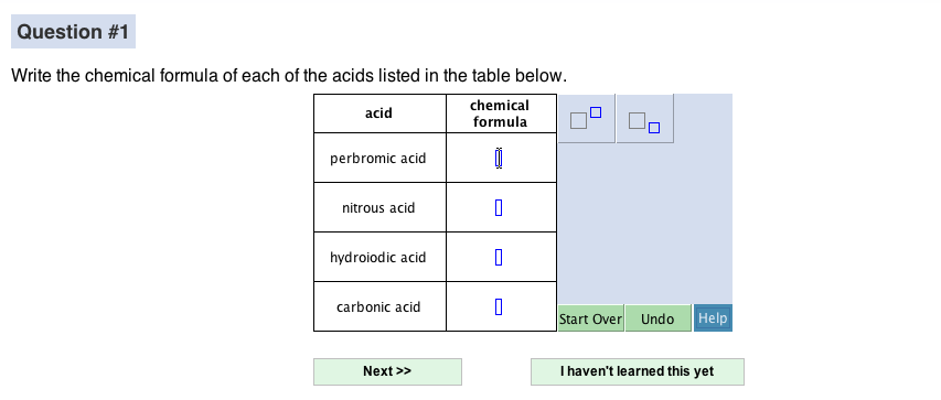 Solved Write the chemical formula of each of the acids | Chegg.com
