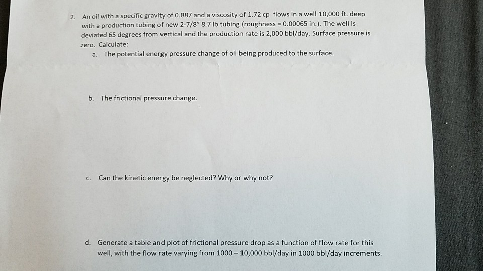 Solved An oil with a specific gravity of 0.887 and a | Chegg.com