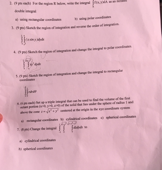 Solved For the region R below, write the integral integral_R | Chegg.com