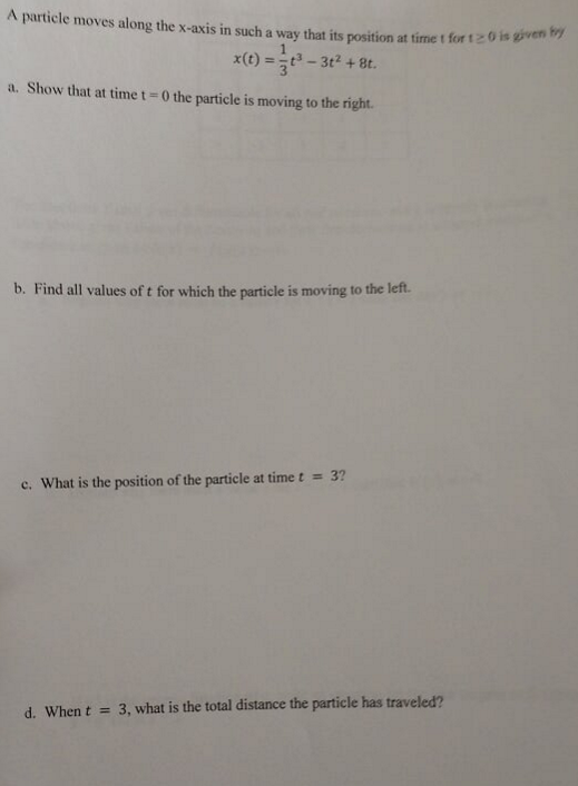 Solved A particle moves along the x-axis in such a way that | Chegg.com