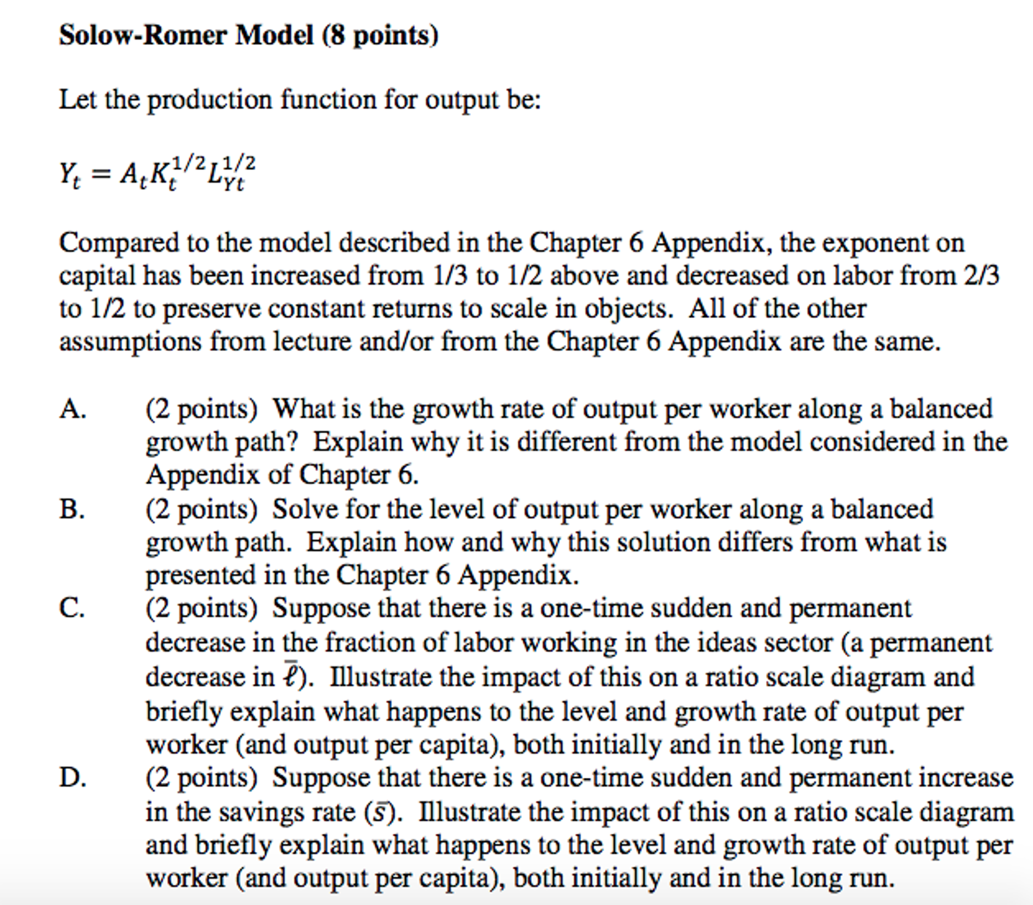 Solved Solow-Romer Model question. Please solve and label | Chegg.com