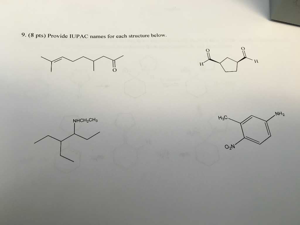 Solved Provide IUPAC names for each structure below. | Chegg.com