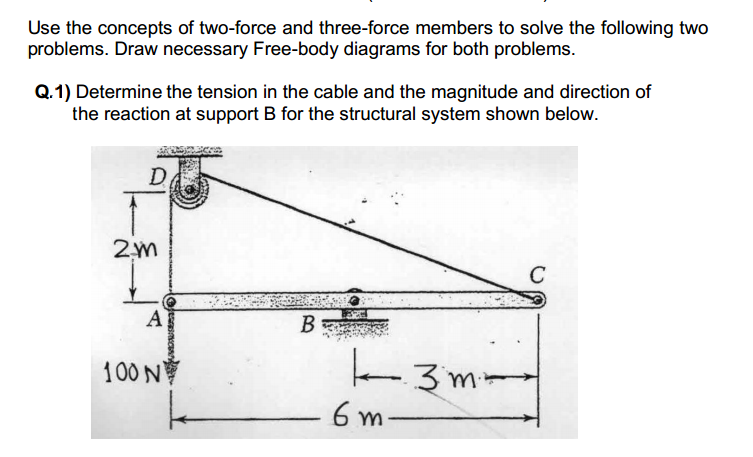 Solved Use the concepts of two-force and three-force members | Chegg.com
