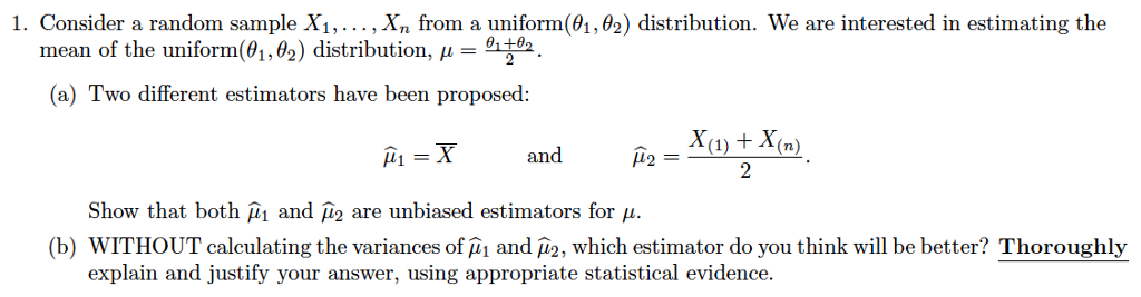Solved Consider a random sample X_1, ..., X_n from a | Chegg.com