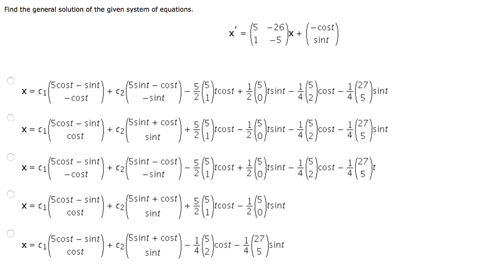 Solved Find the general solution of the given system of | Chegg.com