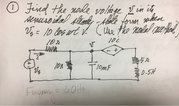 Solved Find the node voltage V in its sinusoidal | Chegg.com