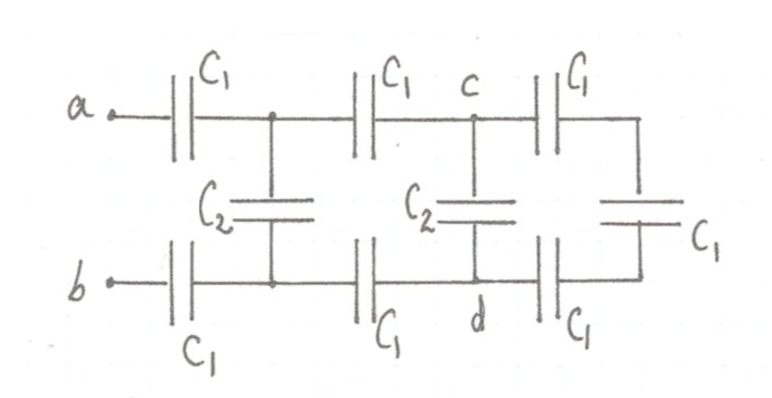 Solved In the figure below, each capacitance C1 is 6.9μF, | Chegg.com