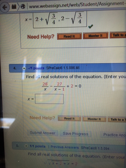 Solved Find real solutions of the equation. (Enter you 28/x | Chegg.com