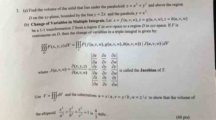 Solved Let x = f(u,v,w),y = g(u,v,w),z = h(u,v,w) be a 1-1 | Chegg.com