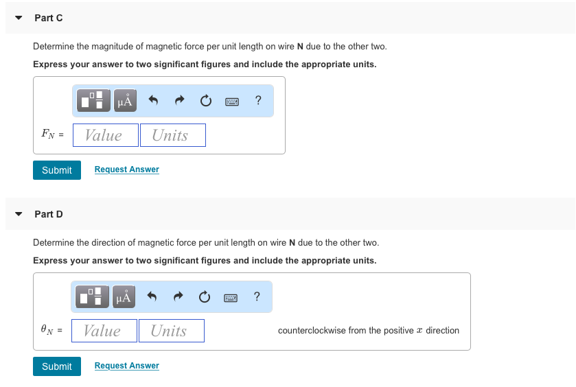 Solved Constants Periodic Table Part A Three long parallel | Chegg.com