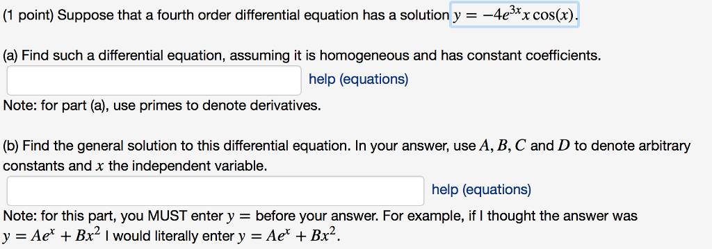 Solved 1 Point Suppose That A Fourth Order Differential