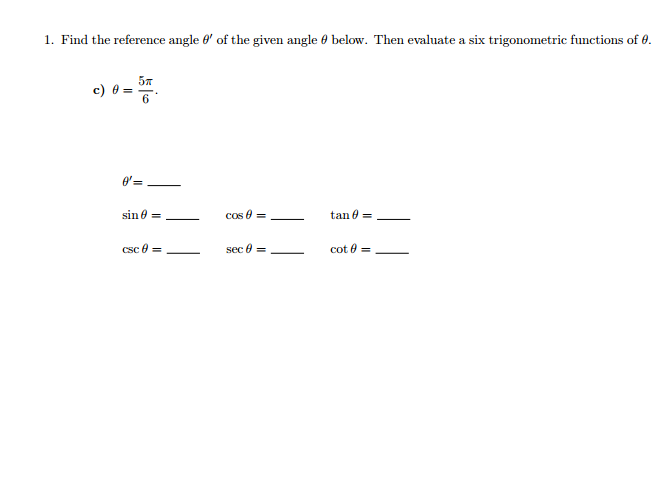 Solved Find the reference angle theta' of the given angle | Chegg.com