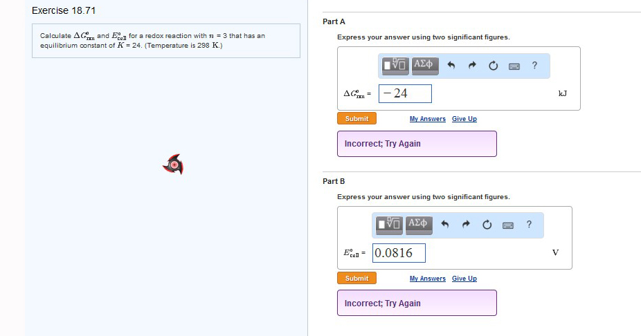 Solved Calculate delta G rxn and E cell for a redox reaction | Chegg.com