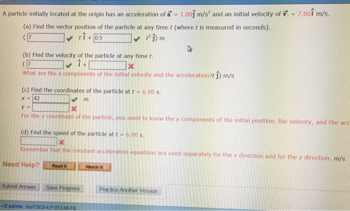Solved A particle initially located at the origin has an | Chegg.com